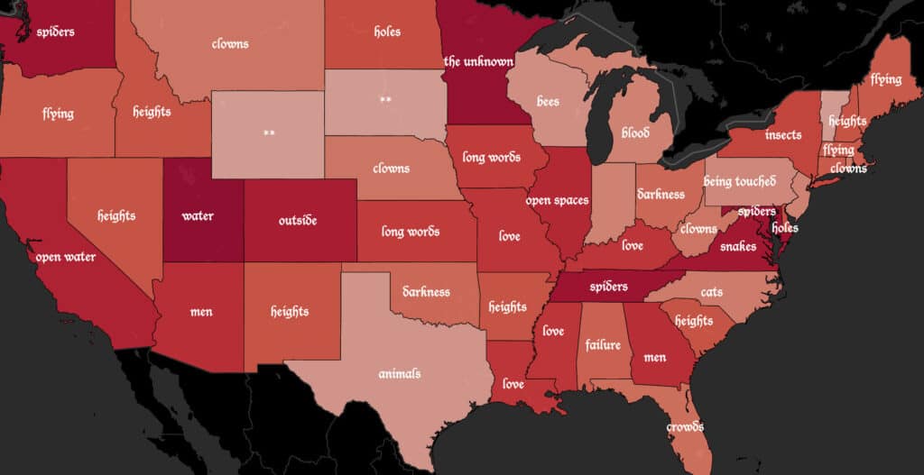 Most common fears and phobias, mapped by state - Healthy Minded